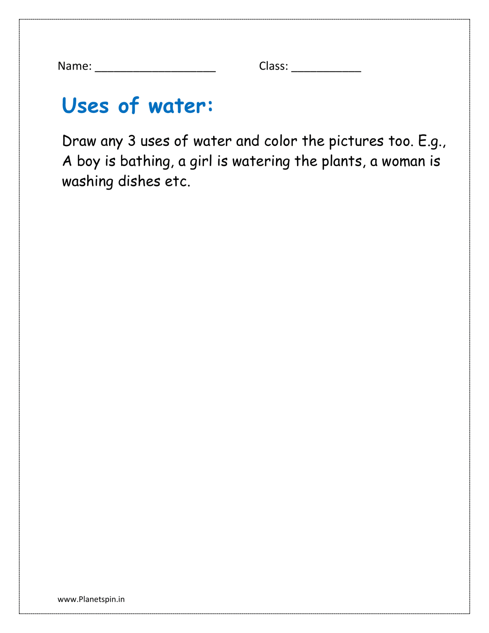 Uses of water worksheet for grade 1 pdf | Planetspin.in