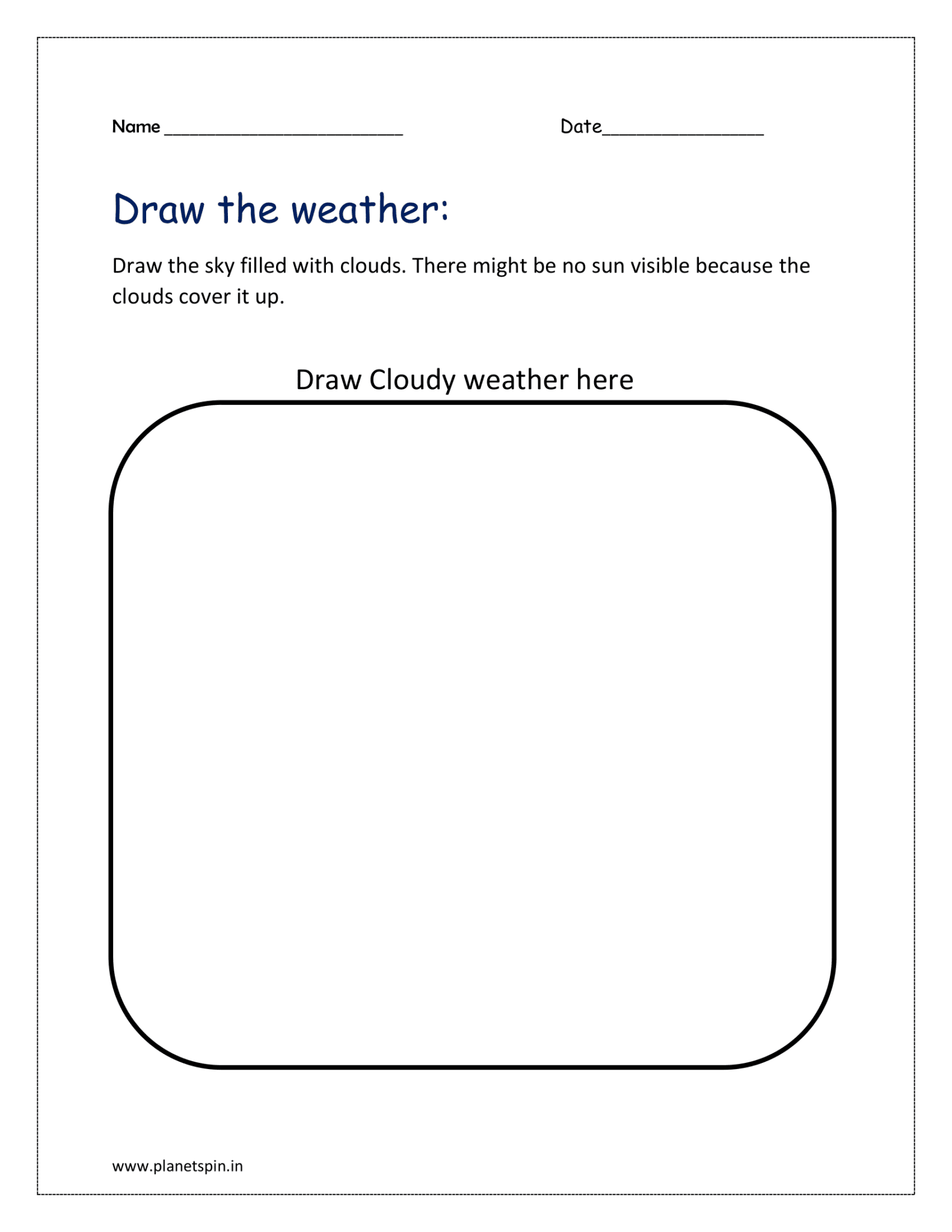Draw the weather worksheet for Kindergarten | Planetspin.in