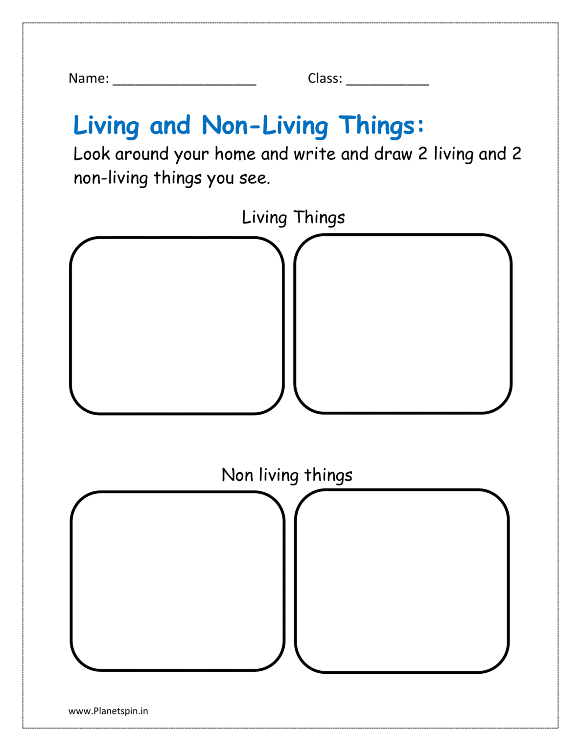 Living and non living things worksheet for grade 1