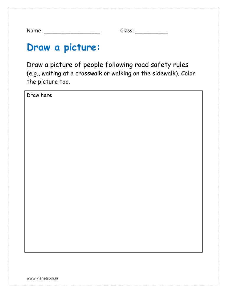 Road safety worksheets for grade 1 | Planetspin.in