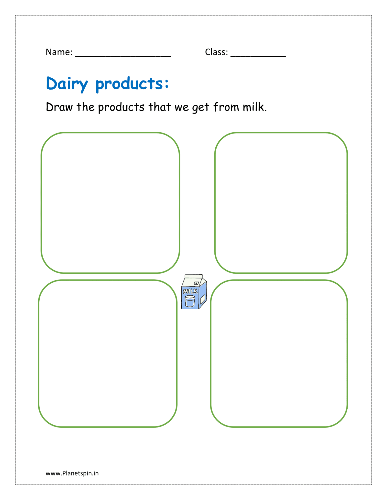 Food we eat class 1 worksheet | Planetspin.in