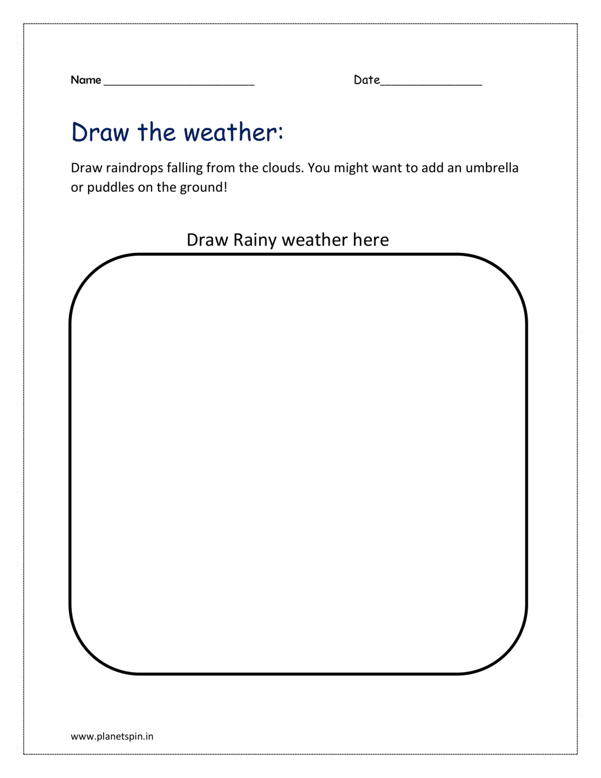 Draw the weather worksheet for Kindergarten | Planetspin.in