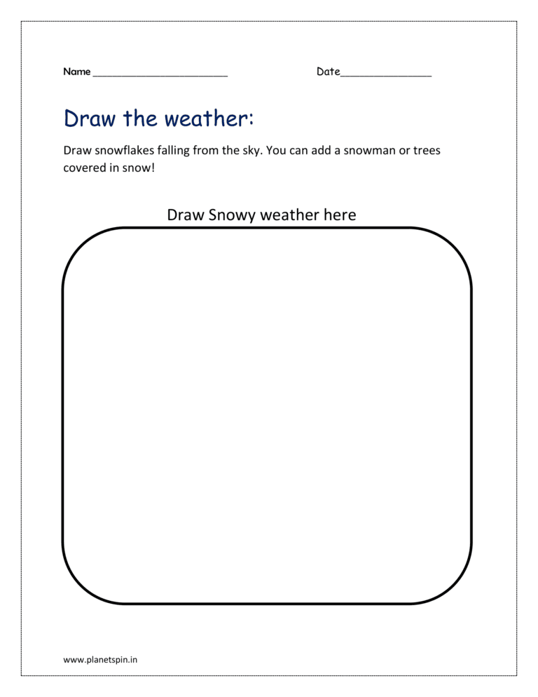 Draw the weather worksheet for Kindergarten | Planetspin.in
