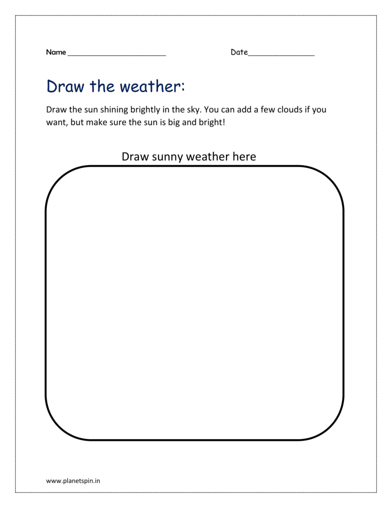 Draw the weather worksheet for Kindergarten | Planetspin.in