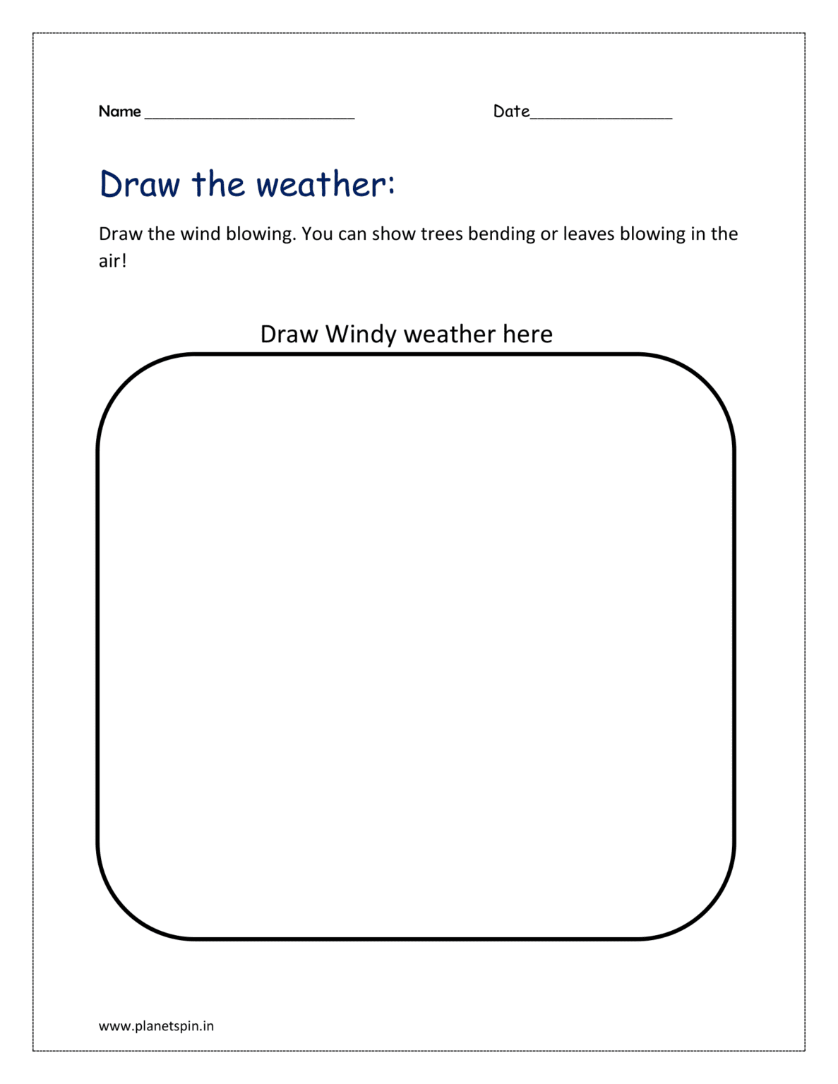 Draw the weather worksheet for Kindergarten | Planetspin.in
