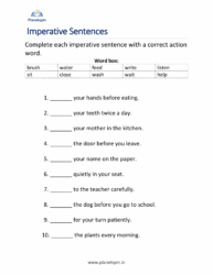 Imperative sentences worksheet - Orders and requests