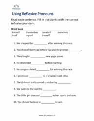 Reflexive pronoun worksheet for grade 2 | Planetspin.in