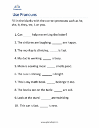 Pronoun activity worksheet for grade 2 | Planetspin.in