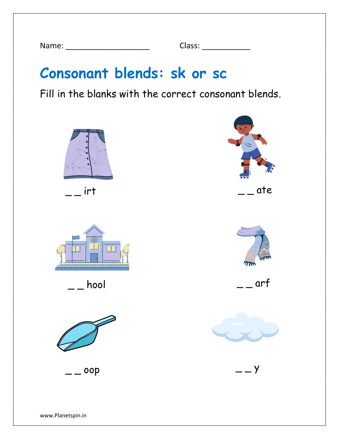 Blend words worksheet for kindergarten | Planetspin.in