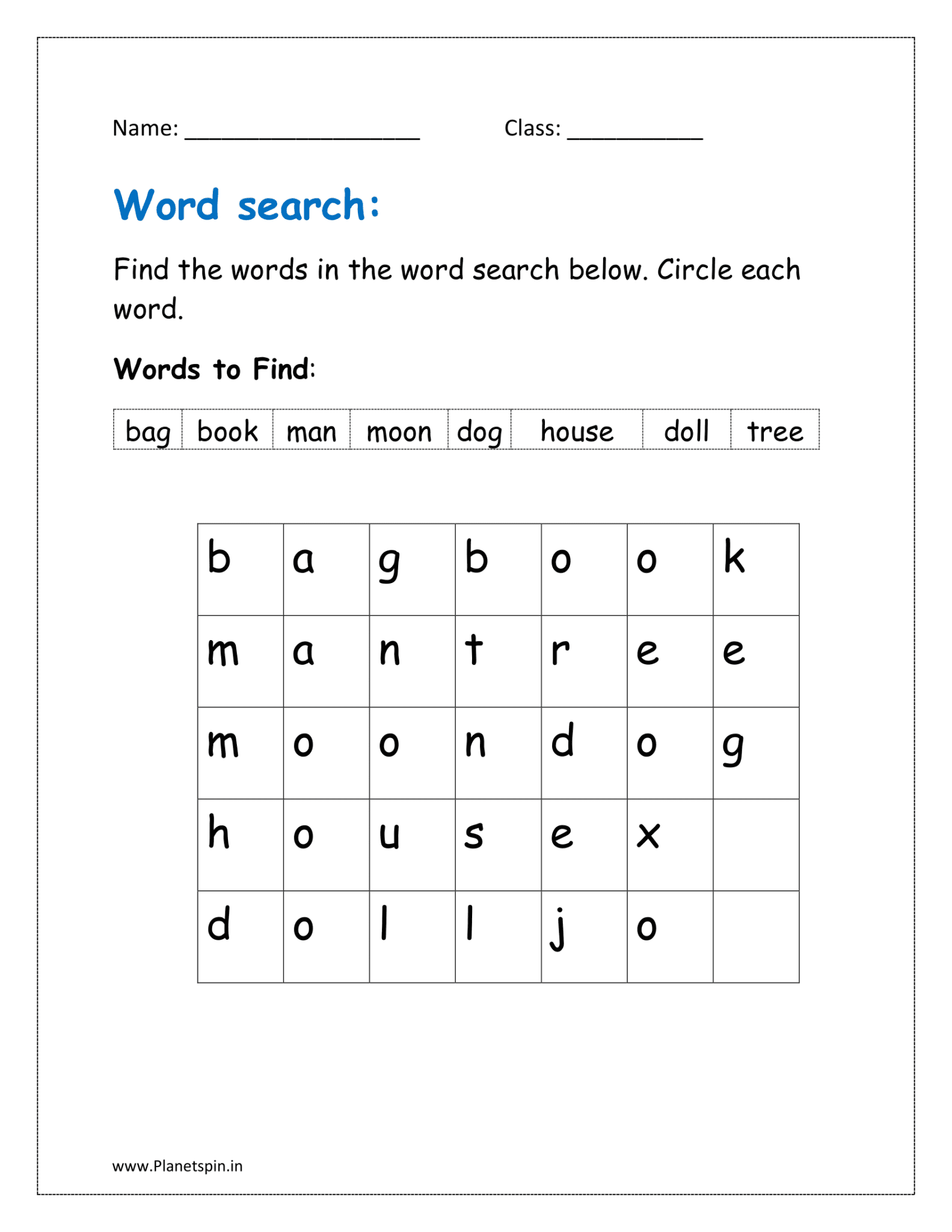 Vocabulary worksheets for grade 1 | Planetspin.in