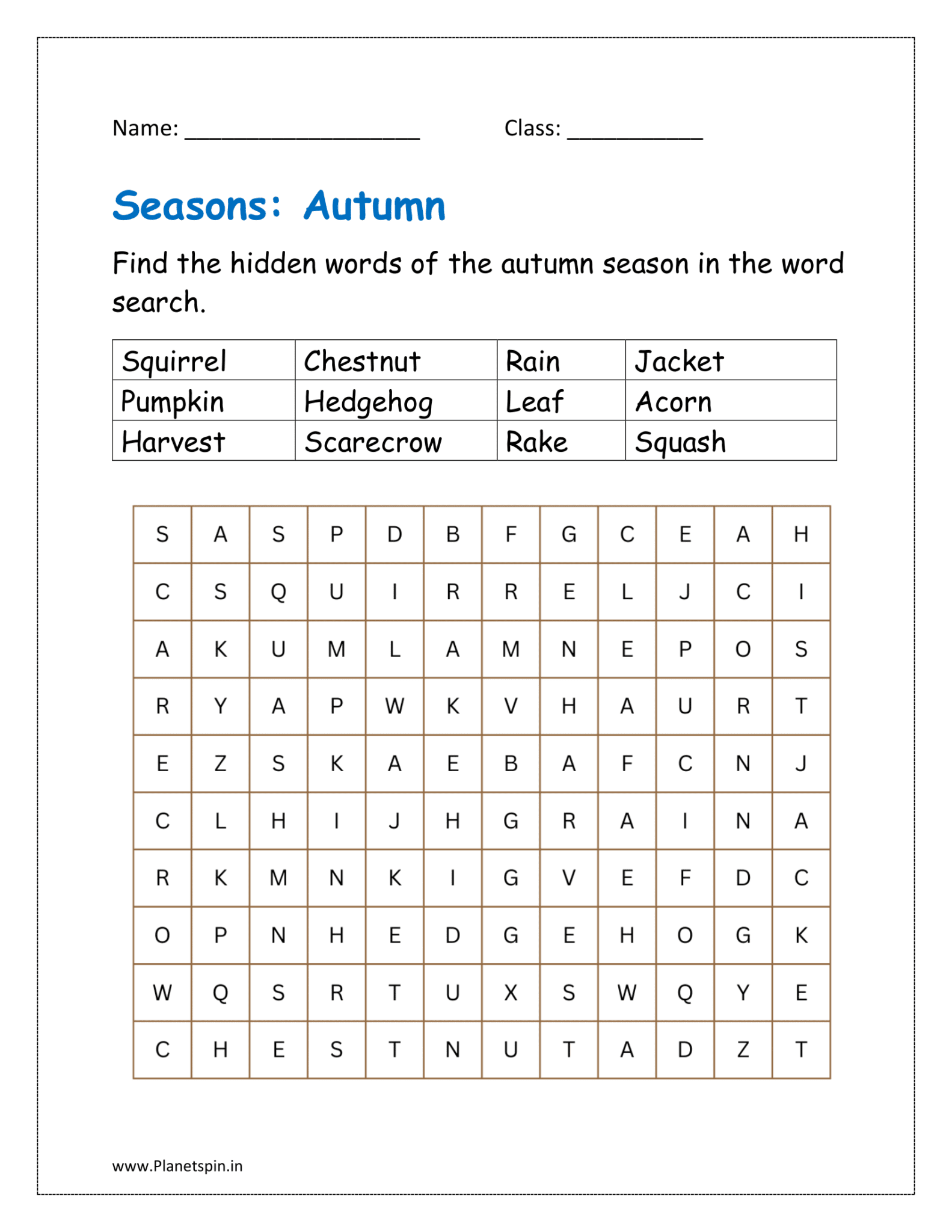 Seasons worksheet for kindergarten | Planetspin.in