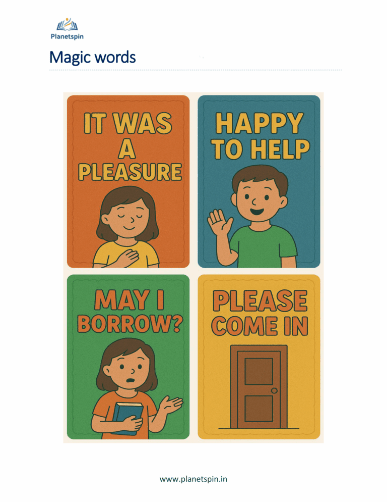 Magic words flash cards for kindergarten | Planetspin.in