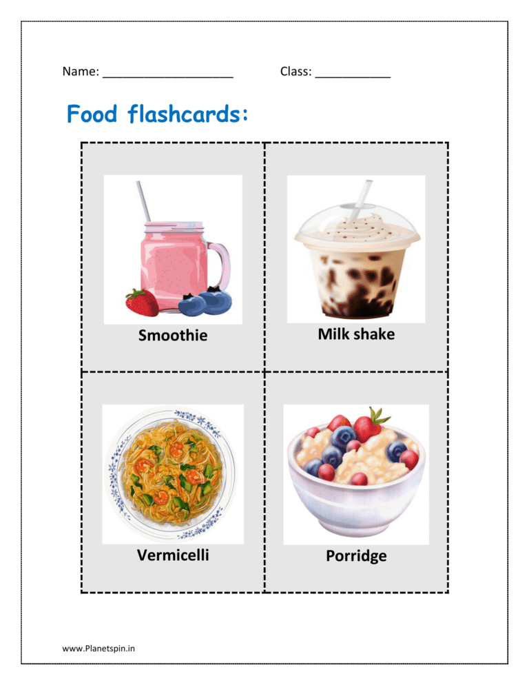 Food flashcards printable free | Planetspin.in