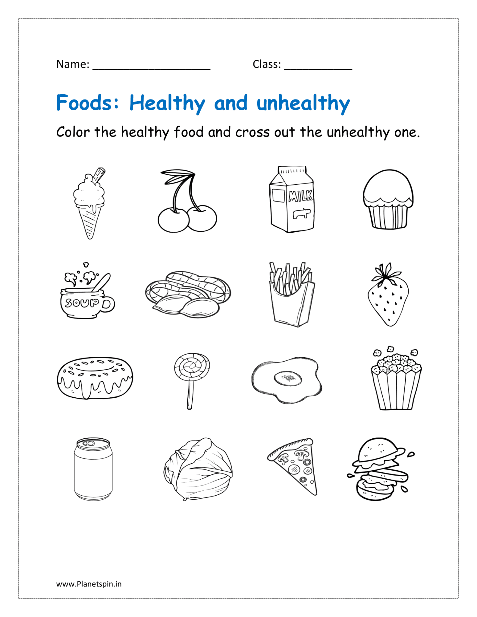Free printable healthy food worksheets | Planetspin.in