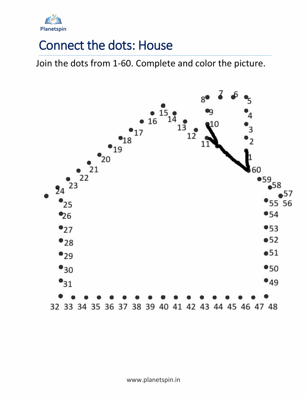 Join the dots 1 to 100 worksheets | Planetspin.in