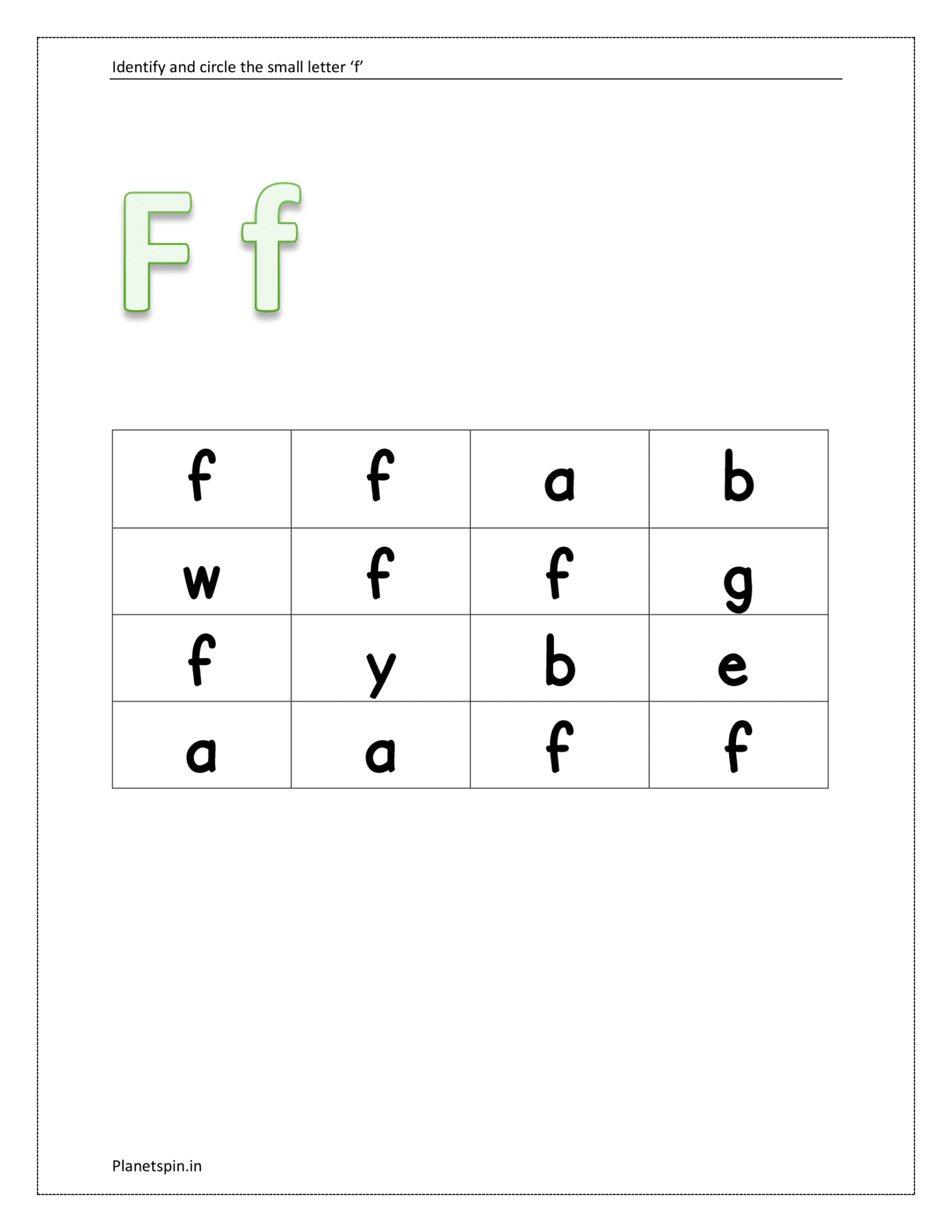 Circle the correct letter worksheet a to z | Planetspin.in