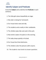 Subject vs predicate worksheets for grade 2 | Planetspin.in