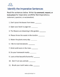 Imperative sentences worksheet - Orders and requests