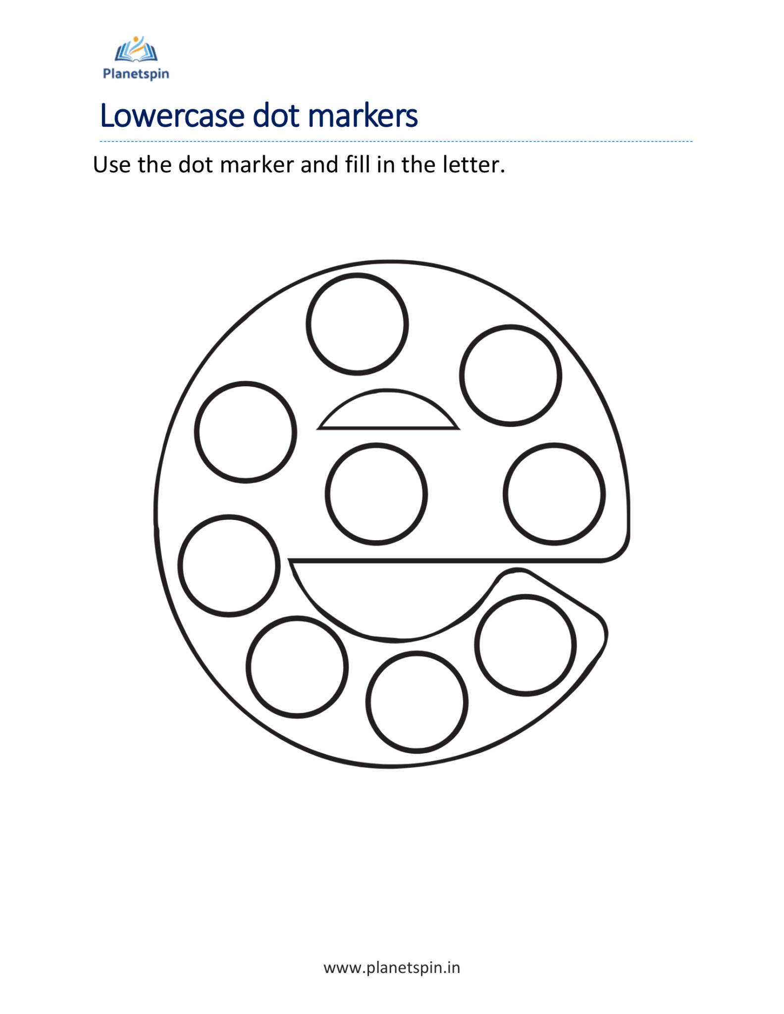 Dot marker letter worksheets for lowercase alphabets