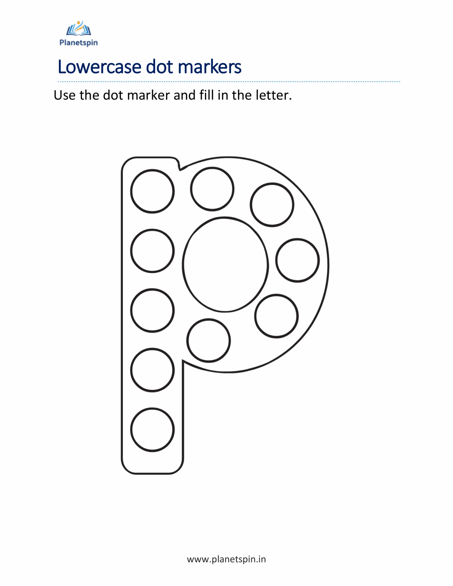 Dot marker letter worksheets for lowercase alphabets