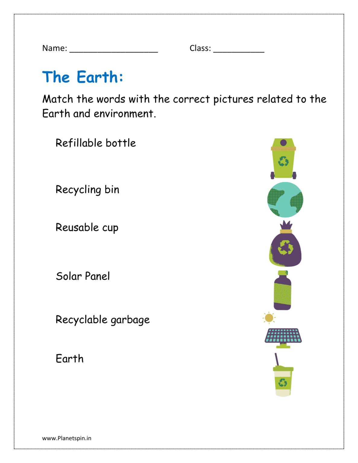 Earth day worksheet for kindergarten | Planetspin.in