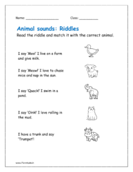Animal sound identifier worksheets | Planetspin.in