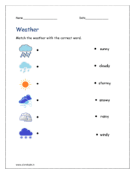 Weather words worksheet for Kindergarten | Planetspin.in