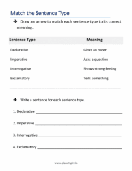 Types of sentences worksheet for grade 2 | Planetspin.in