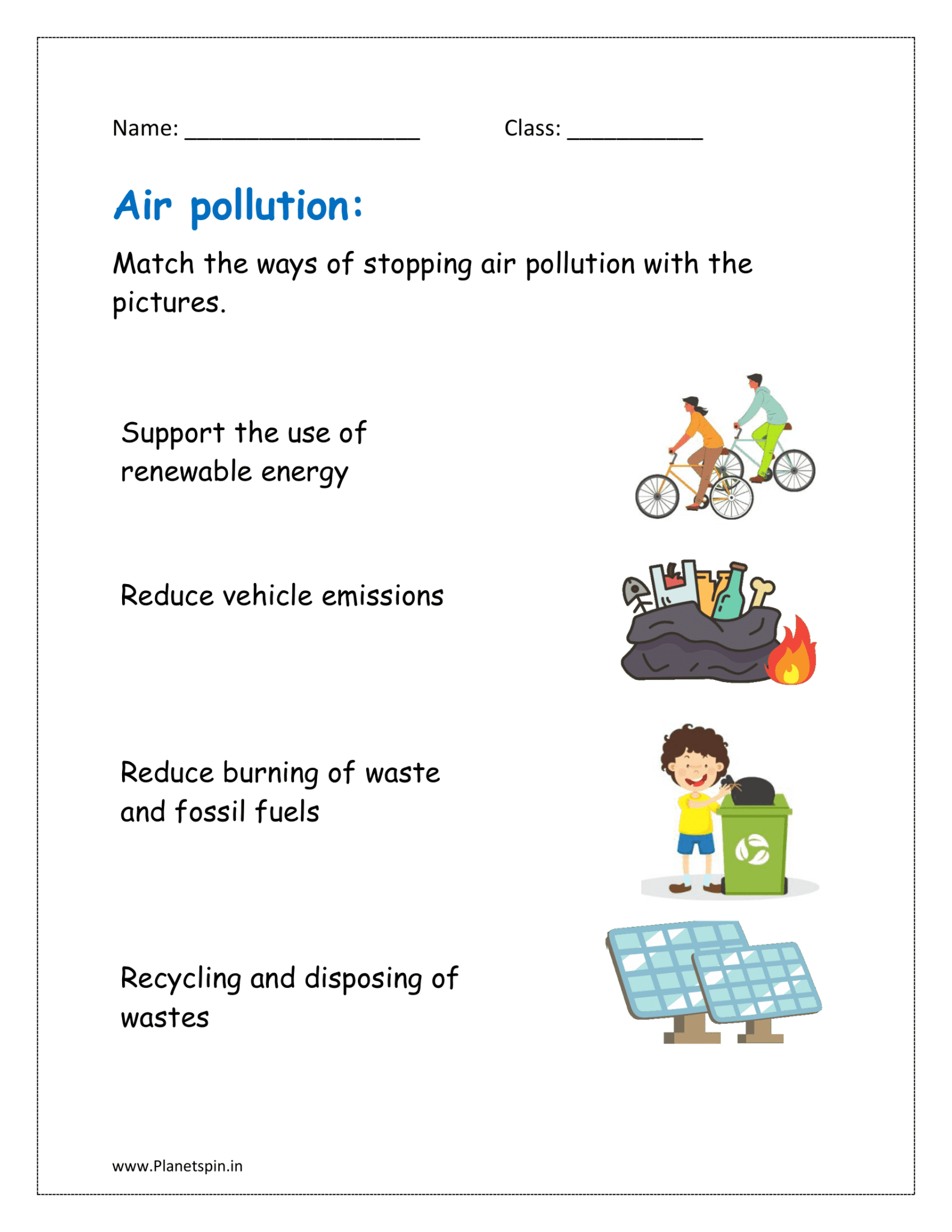 Air pollution worksheet for kindergarten | Planetspin.in