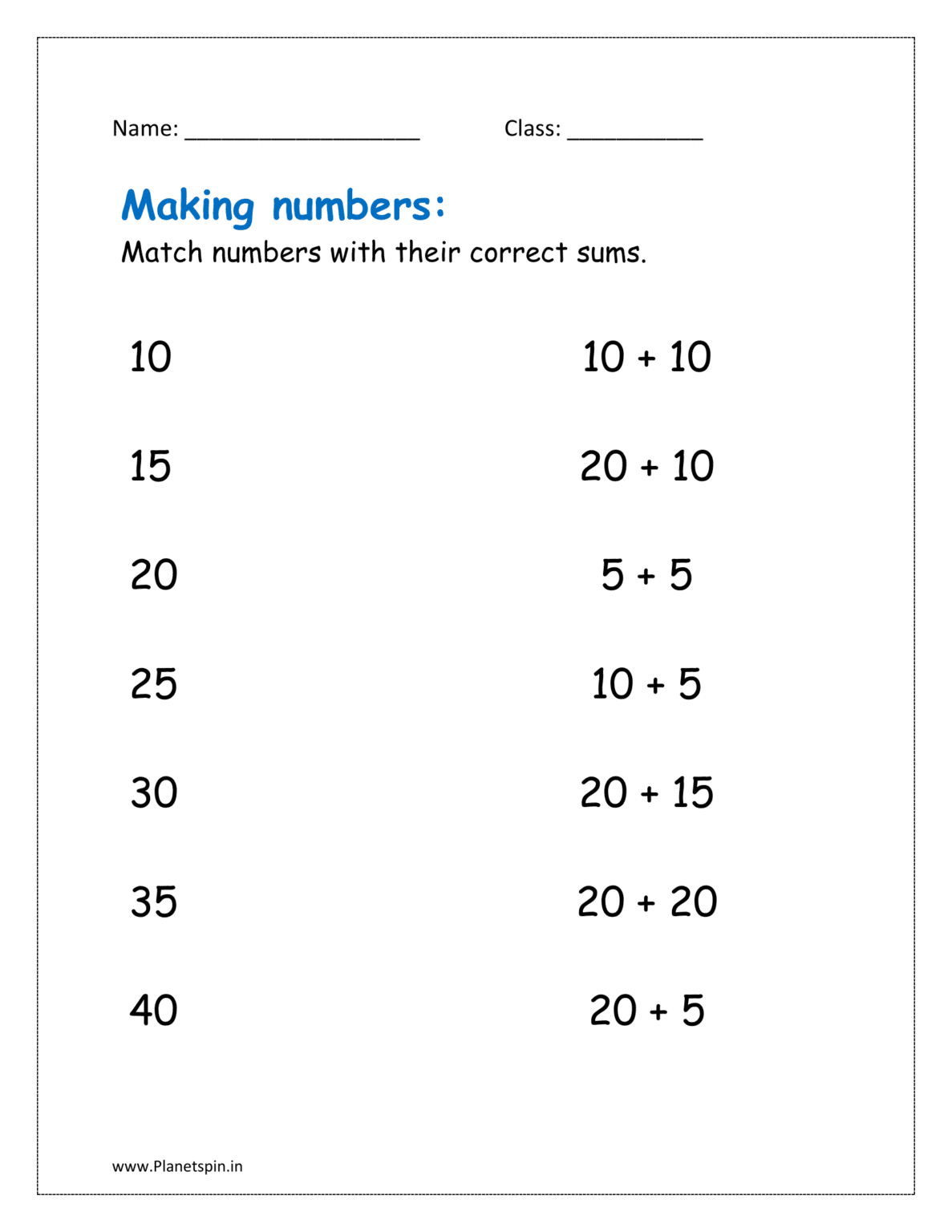Making numbers worksheet for kindergarten | Planetspin.in