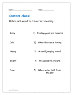 Context clues worksheets grade 1 | Planetspin.in