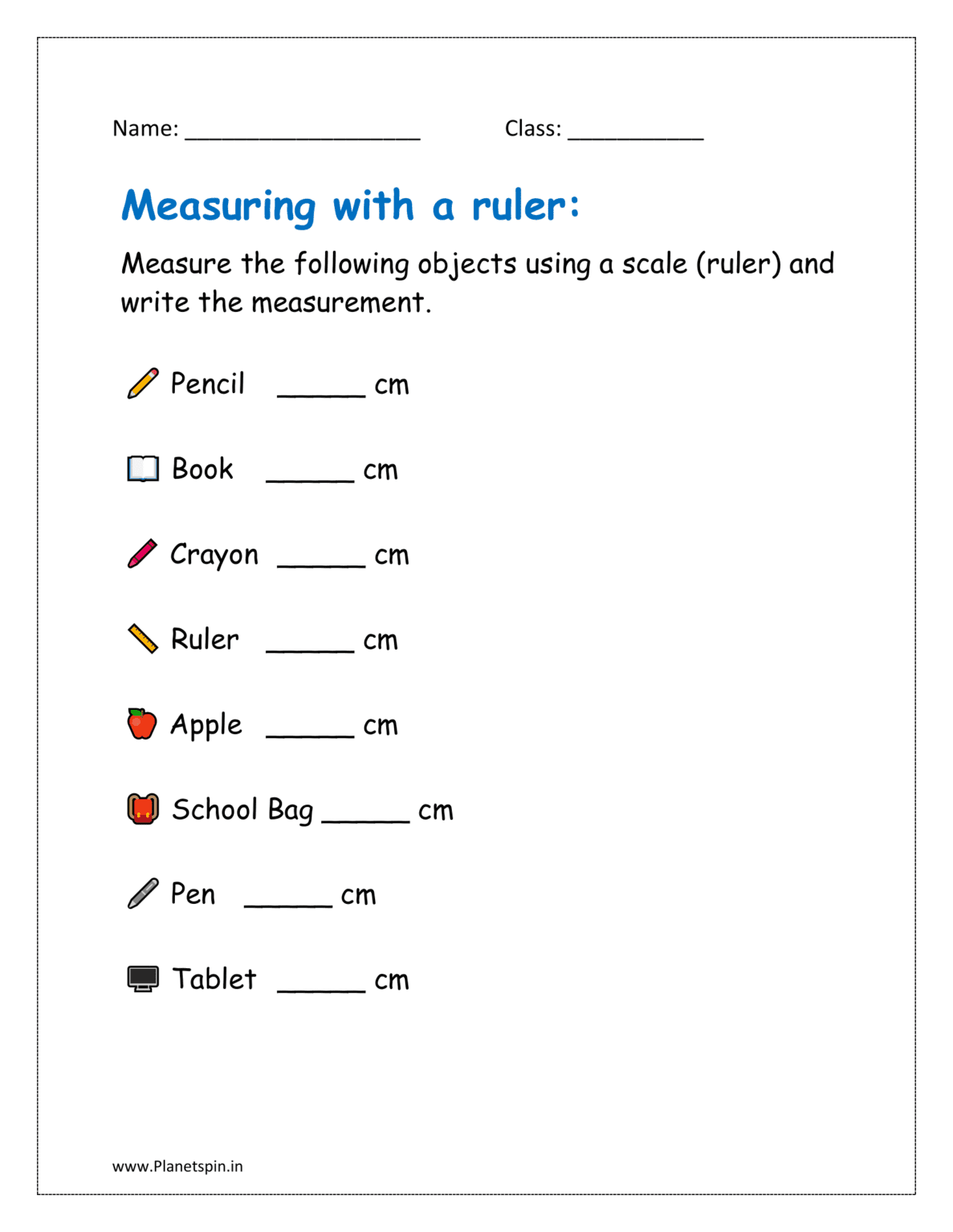 Measuring length using non standard units worksheets