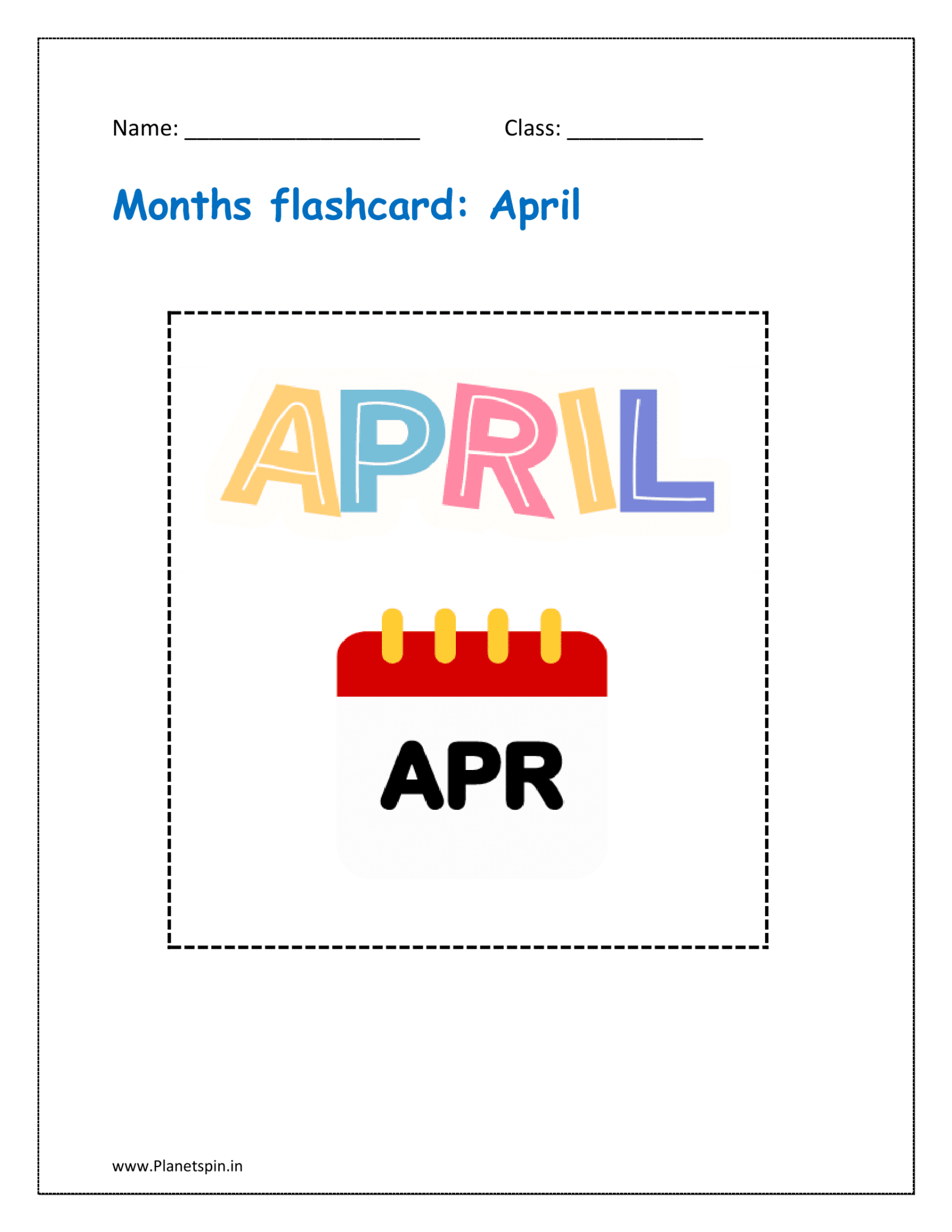 Months of year flashcards free printable | Planetspin.in