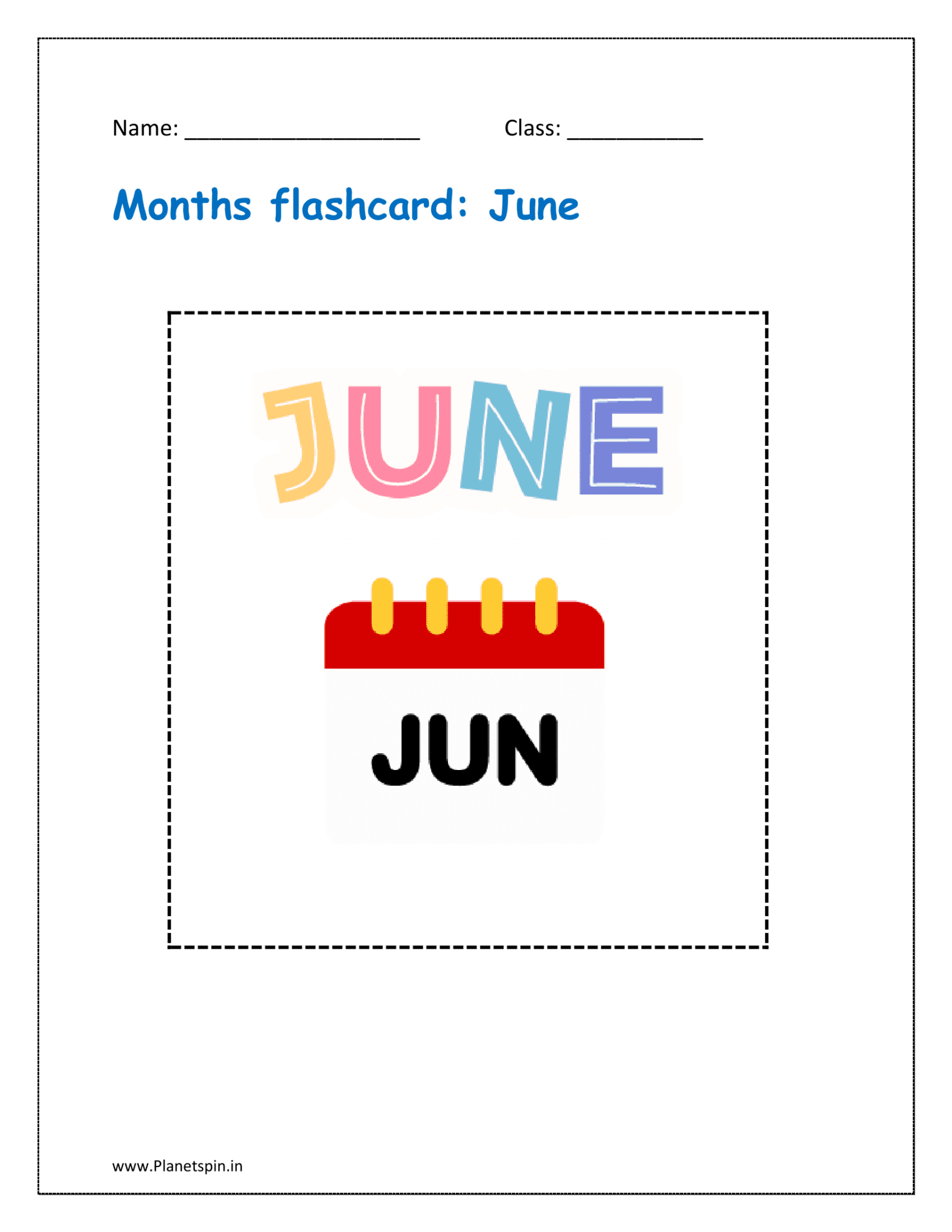 Months of year flashcards free printable | Planetspin.in