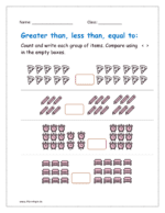 More than and less than worksheet | Planetspin.in