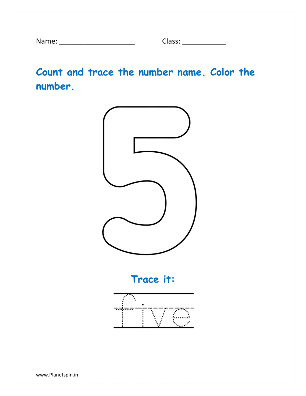 Number words worksheet for kindergarten | Planetspin.in