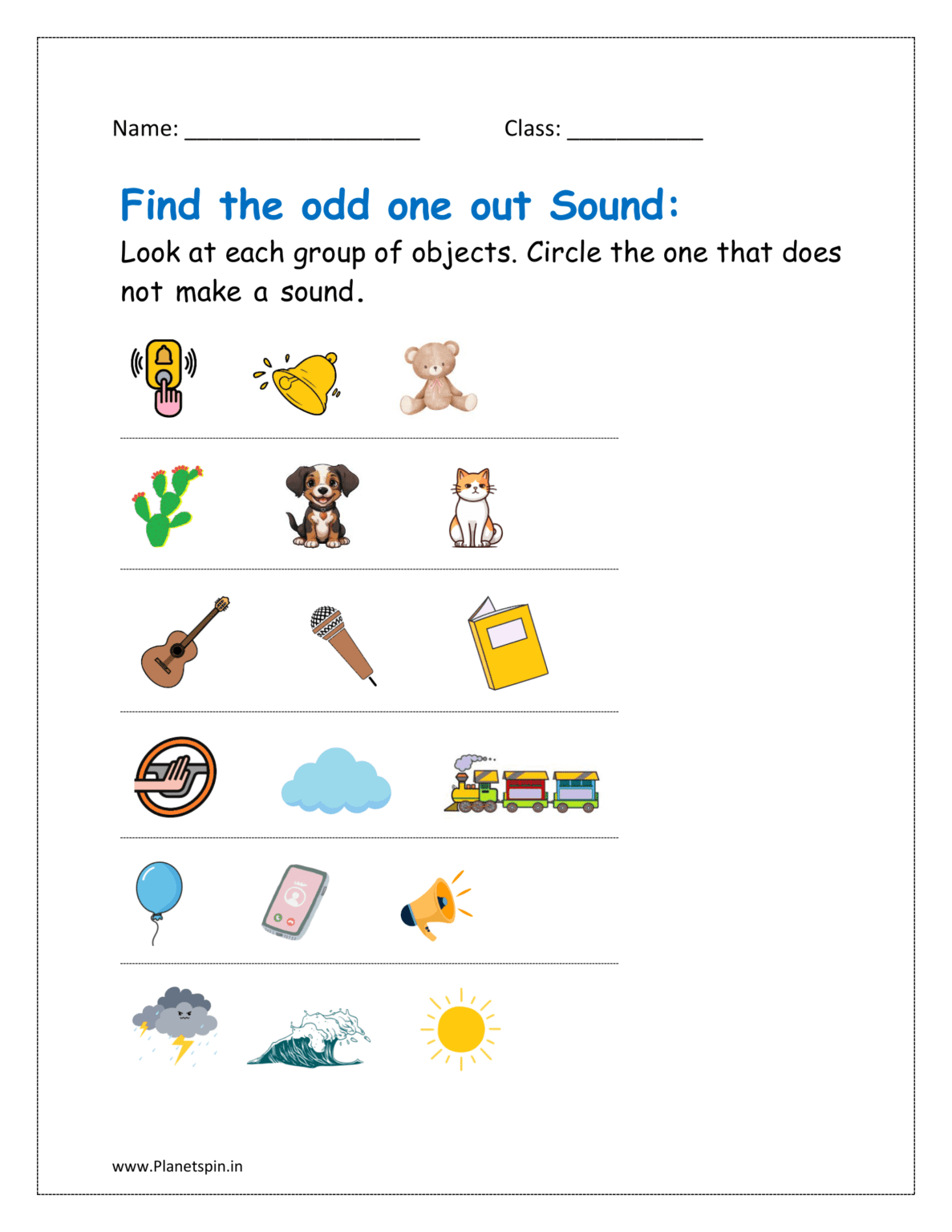 Sound energy worksheets pdf for kindergarten | Planetspin.in