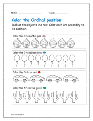 Ordinal numbers worksheet for preschool | Planetspin.in