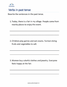 Tenses of verbs worksheet for grade 2 | Planetspin.in