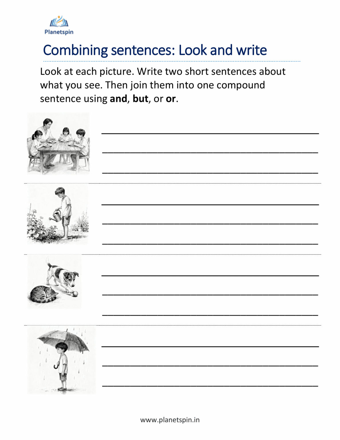Combining sentences worksheet grade 2 | Planetspin.in