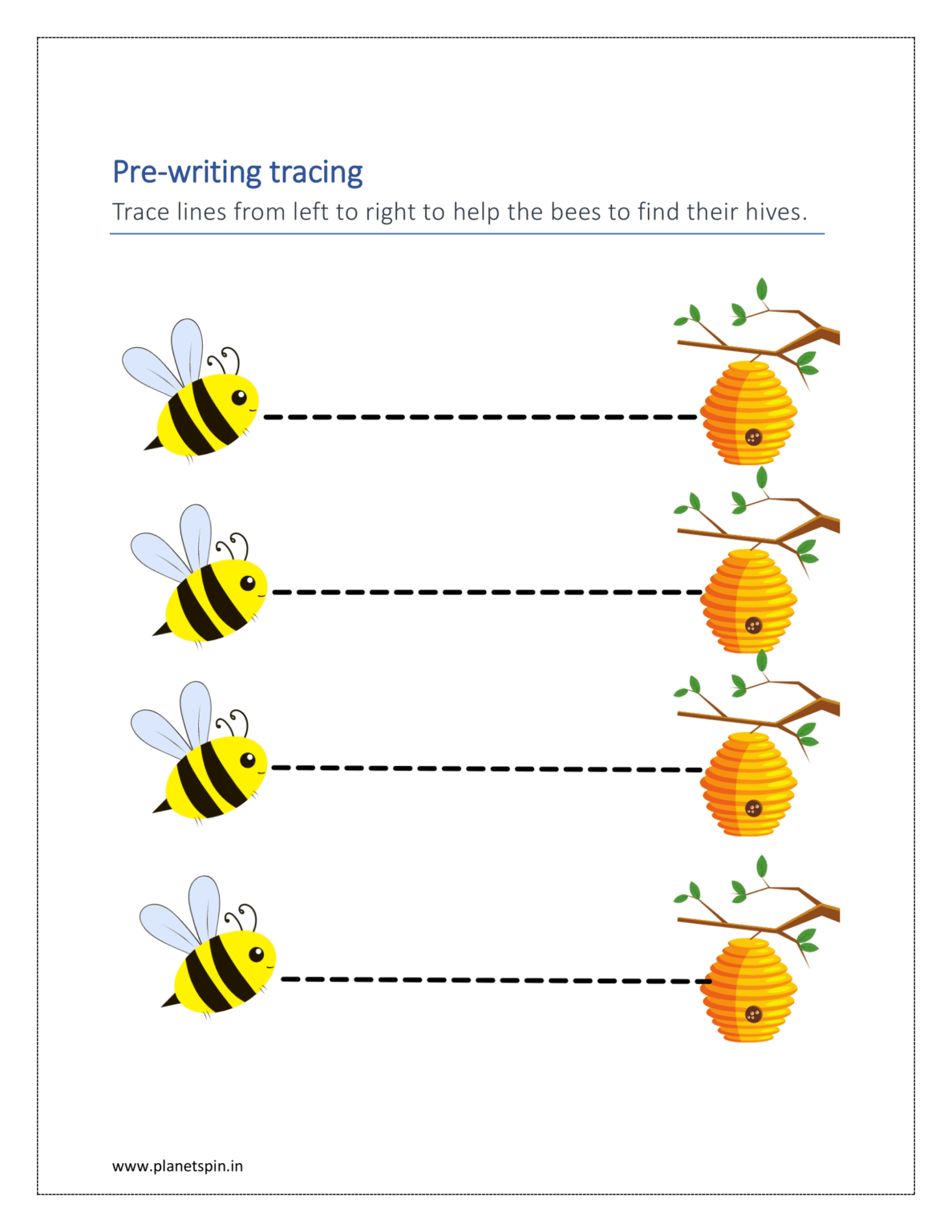 Pre writing worksheets for kindergarten | Planetspin.in