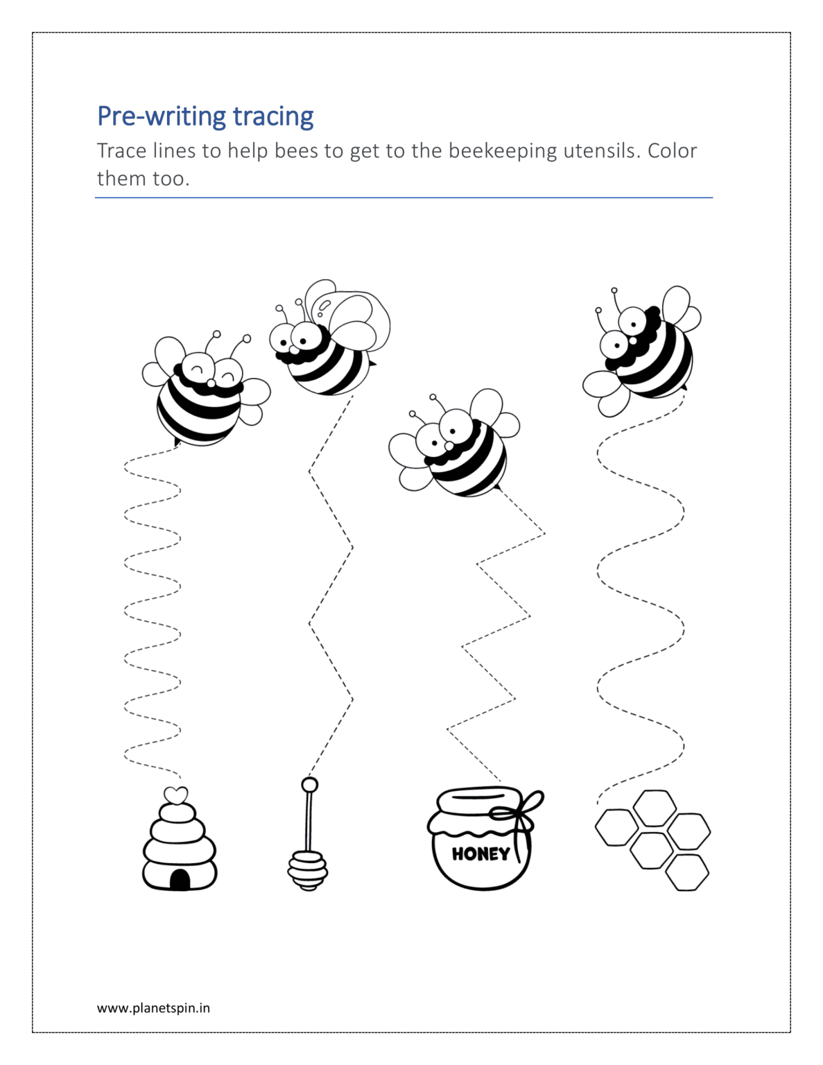 Pre writing worksheets for kindergarten | Planetspin.in