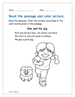 Read and color comprehension worksheets | Planetspin.in