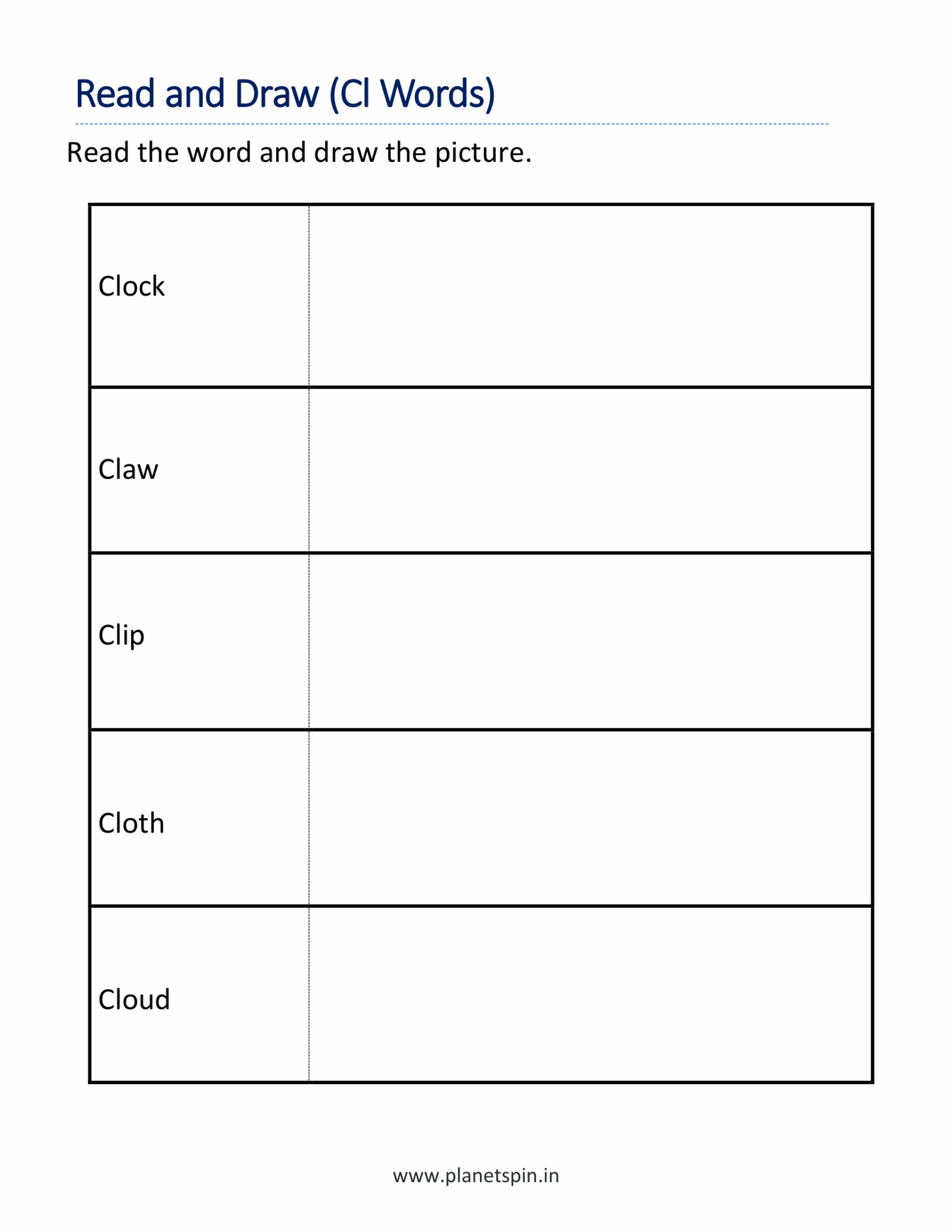 Cl blends worksheet for kindergarten | Planetspin.in