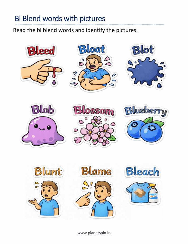 Bl blends worksheet for kindergarten | Planetspin.in