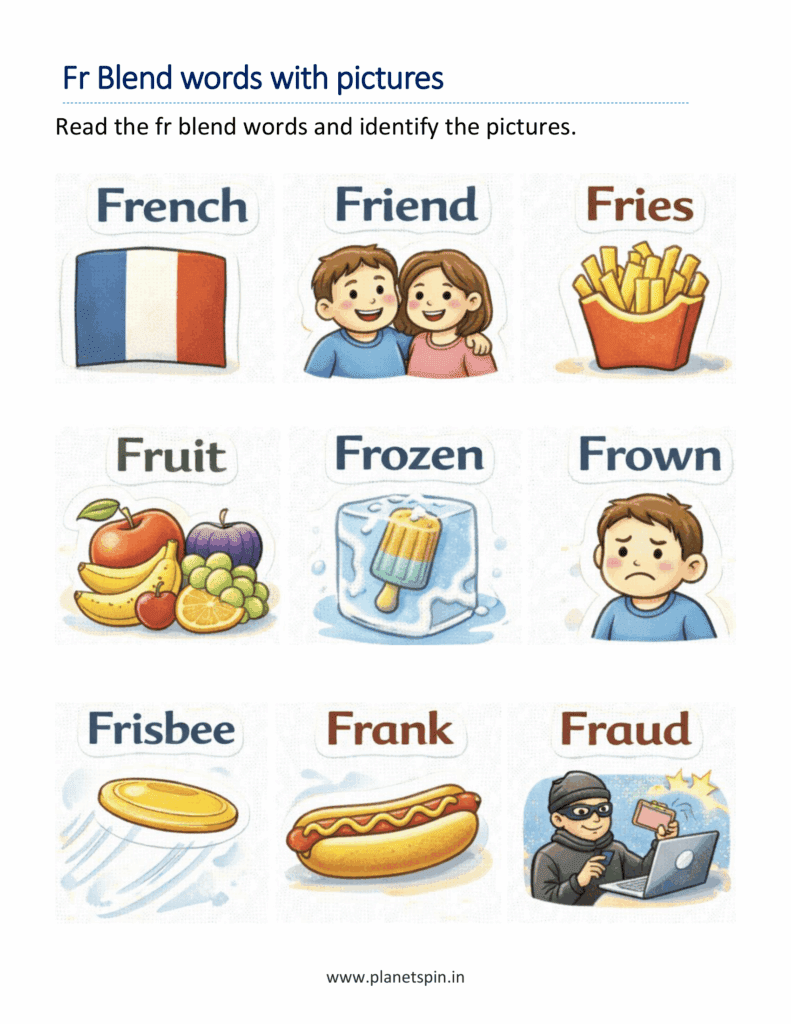 Fr blends worksheets for kindergarten (Free Printable PDF)