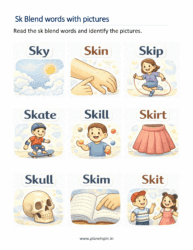 Free printable sk blends worksheets PDF for kindergarten
