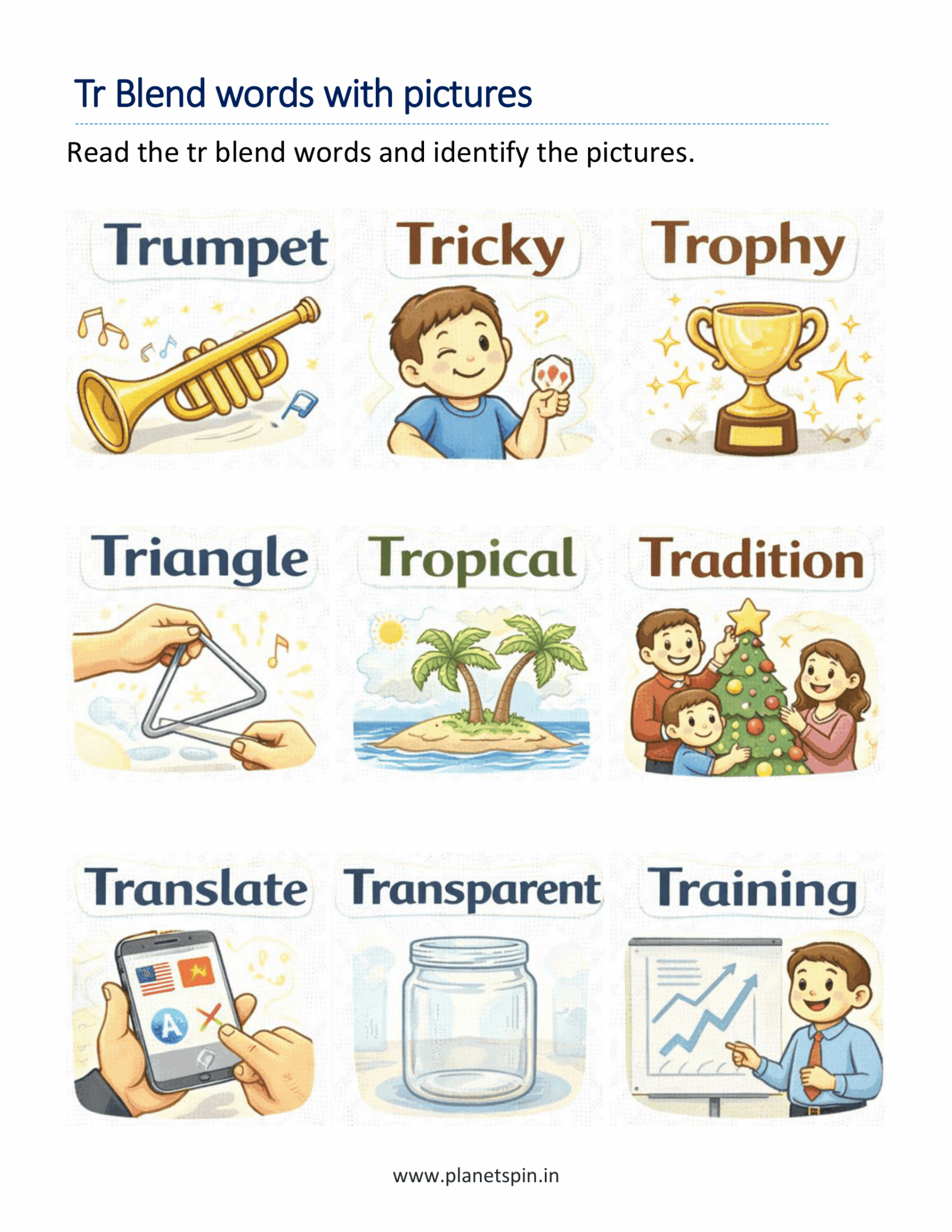 Tr blends worksheets for kindergarten (Free Printable PDF)