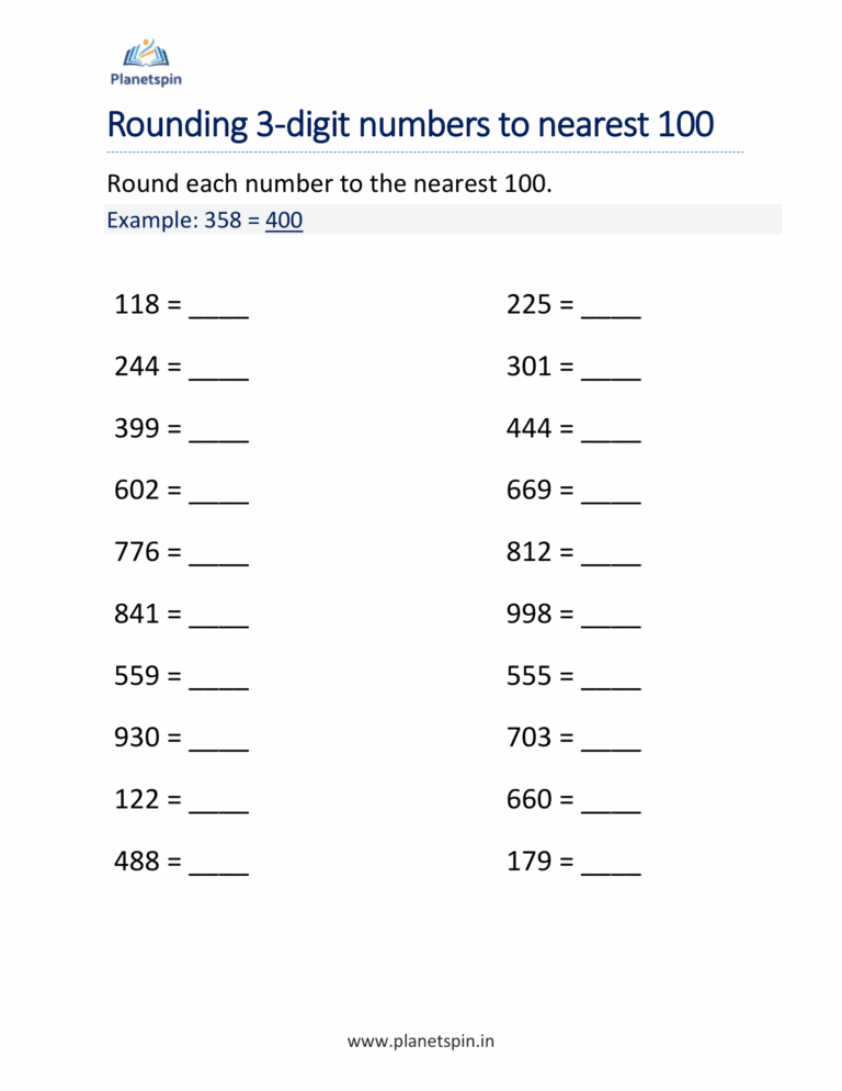 Rounding off numbers worksheets to nearest 10 and 100