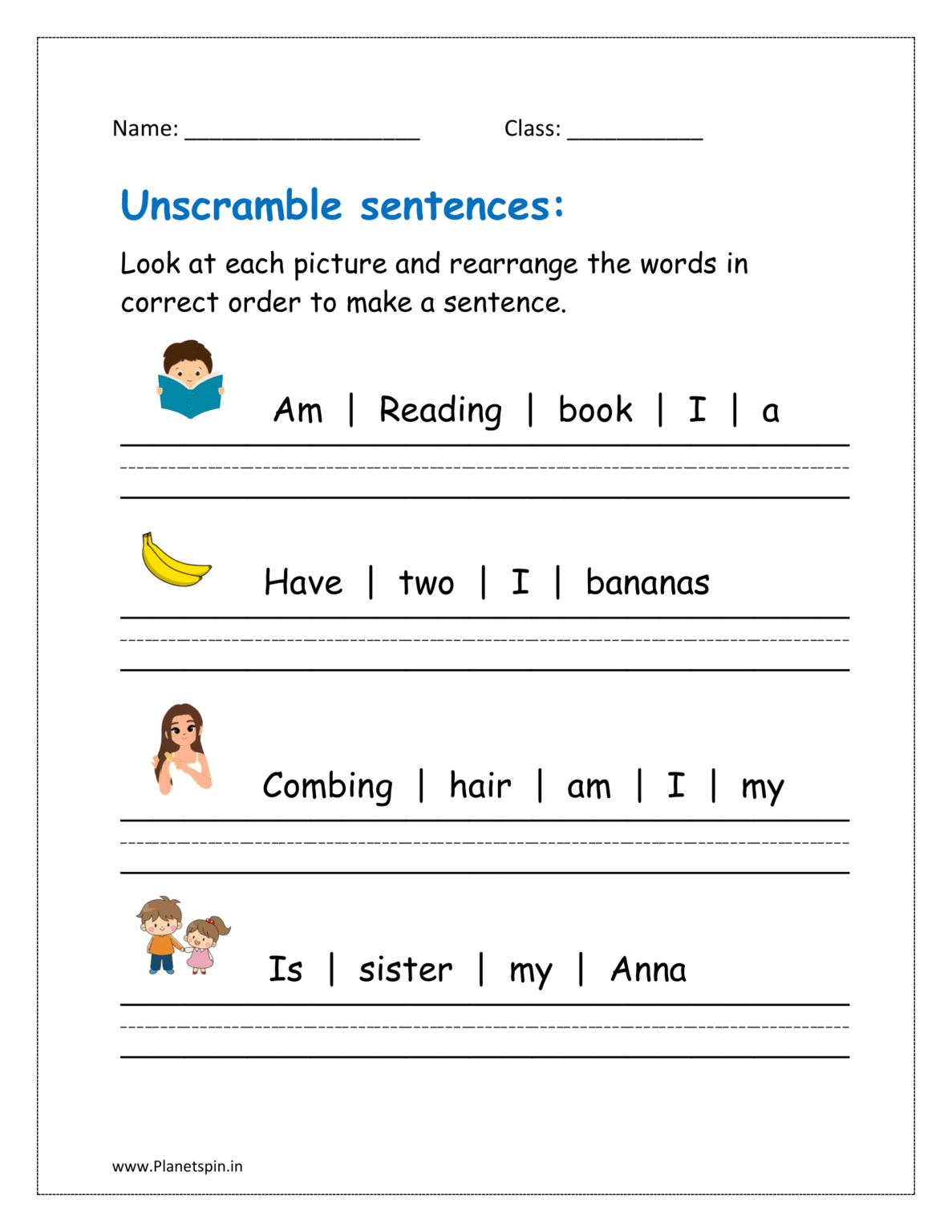 Tracing sentences worksheets pdf for kindergarten | Planetspin.in
